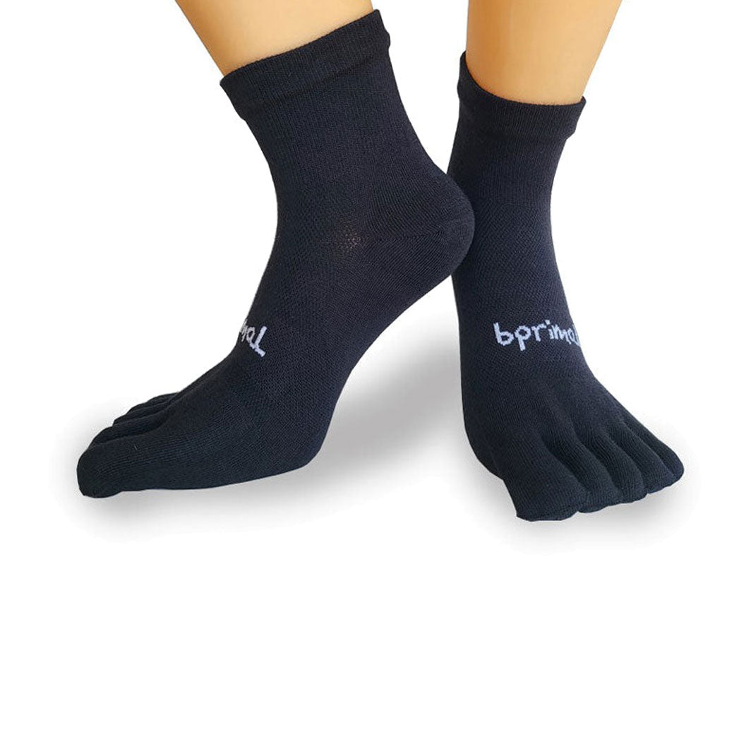 Bprimal Everyday Five Toe Socks Mini Crew – Black