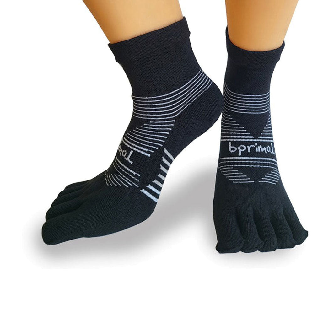 Bprimal Performance Five Toe Socks Mini Crew – Black