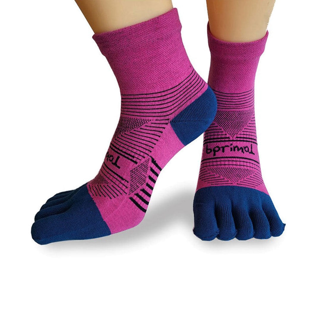 Bprimal Performance Five Toe Socks Mini Crew – Pink Navy
